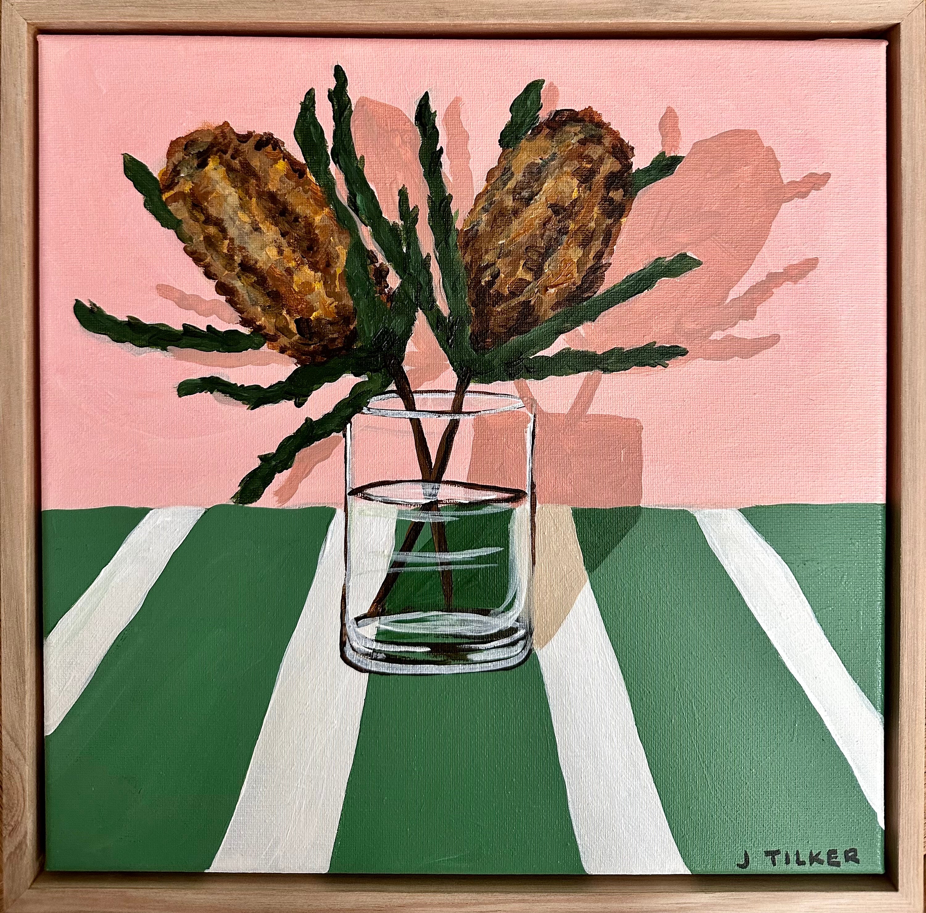 “Pair of banksias on pink ” Original Artwork – Jo Tilker Art